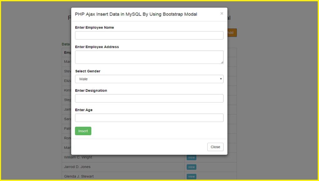 [popup Ajax] Tạo Popup Modal Bootstrap Insert Data Bằng Ajax Và Php